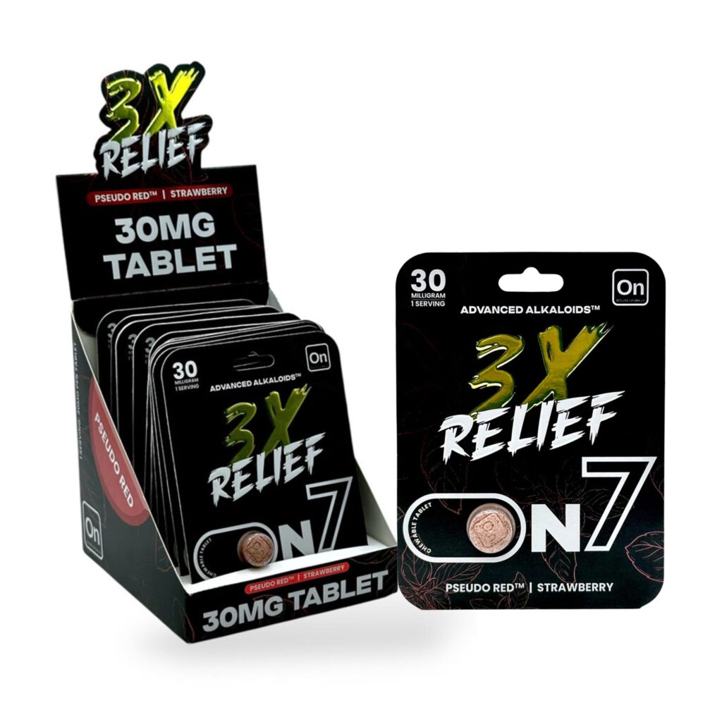 ON7 3X RELIEF PSEUDO RED CHEWABLE TAB - STRAWBERRY 30MG 1CT PACK -BOX ...